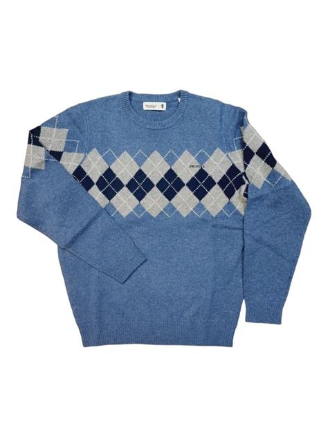 Pringle Cameron Argyle Crewneck Sweater Blue