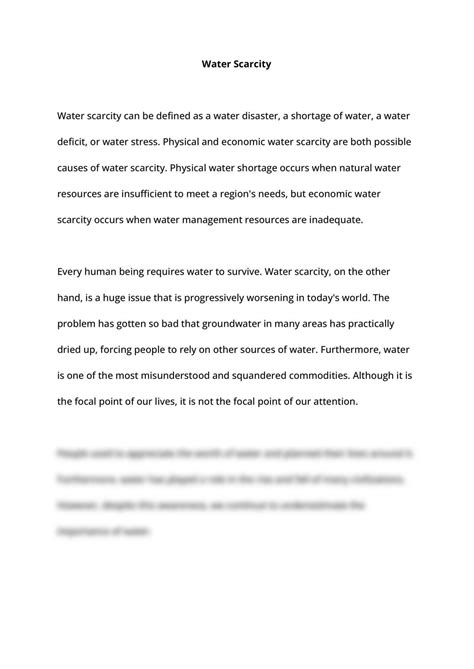Water Crisis Causes And Solutions Essay