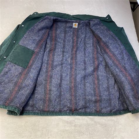 Vintage Carhartt Chore Coat Jacket Mens Forest Green Blanket Lined