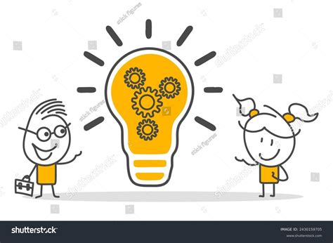 Stick Figures Product Development Research Optimize Stock Vector