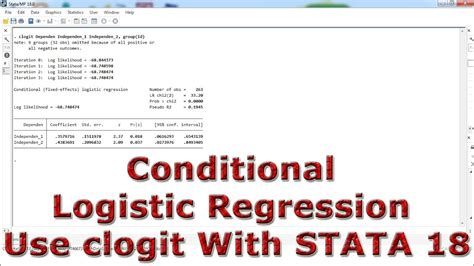 Conditional Logistic Regression Use Clogit With Stata 18 Youtube