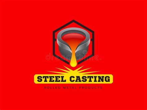 Metal Casting Logo Or Emblem On A Red Background Cast Iron Ladle And