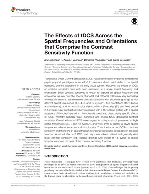 Pdf The Effects Of Tdcs Across The Spatial Frequencies And Orientations That Comprise The