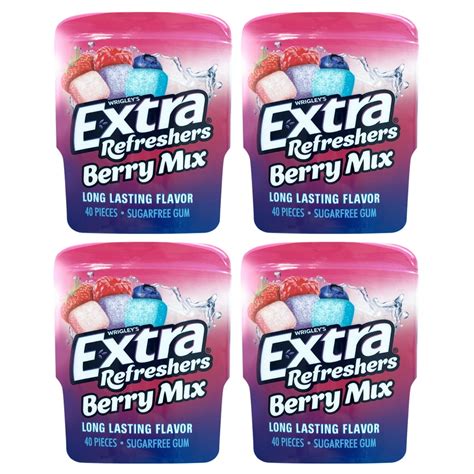 Extra Refreshers Berry Mix Sugar Free Bulk Chewing Gum 40 Pc 4 Ct