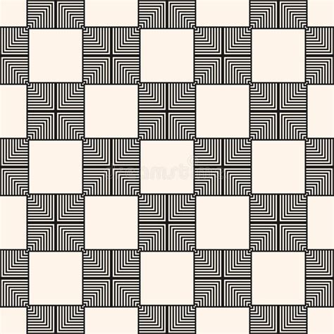 Monochrome Vector Geometric Seamless Pattern Abstract Square Grid Background Stock Vector