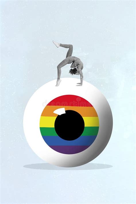 Vertical Collage Young Flexible Girl Do Exercise Aerobics Yoga Surreal