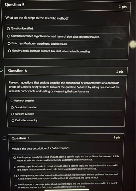 Solved Question 5 1pts What Are The Six Steps To The