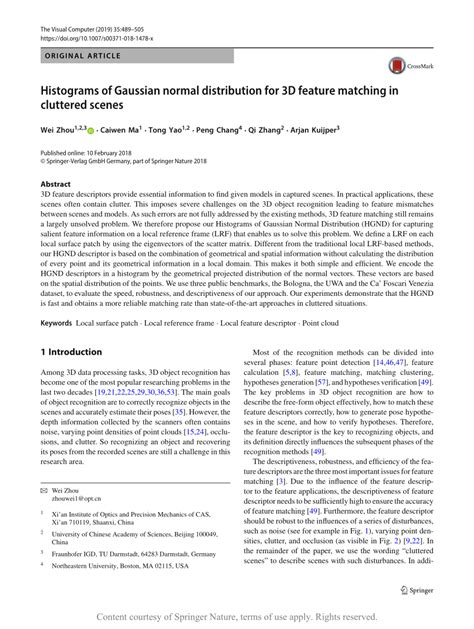 histograms of gaussian normal distribution for 3d feature matching in