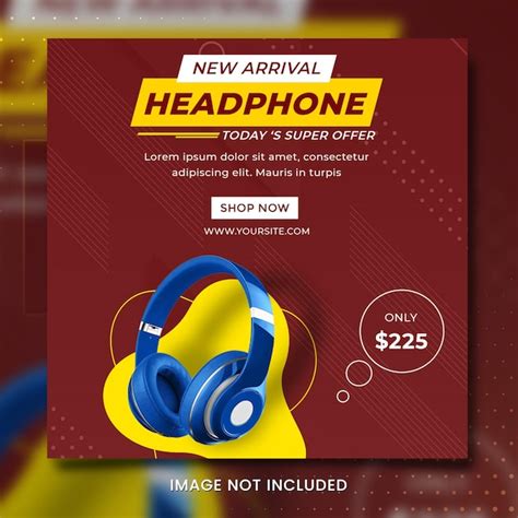Banner de anúncio de fone de ouvido PSD Premium