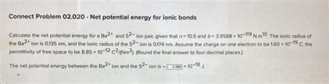 solved connect problem 02 020 net potential energy for