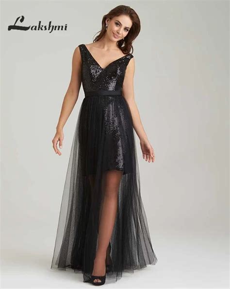 Buy Fashion V Neck Black Detachable Skirt Bridesmaid