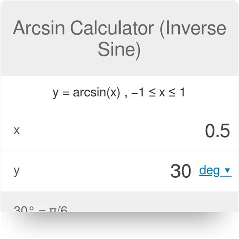 Trigonometric Values Table Arcsin