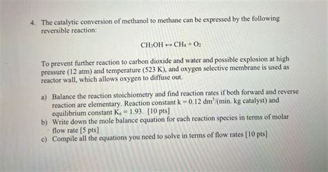 Solved 4 The Catalytic Conversion Of Methanol To Methane