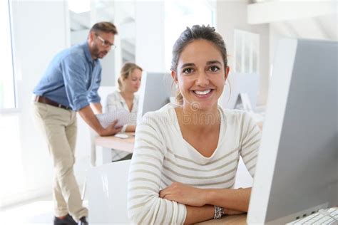 Students In Informatics Class With Professor Stock Image Image Of