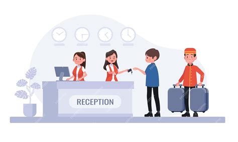 Premium Vector Porter Man Character Carry Guest Bags Hotel Reception