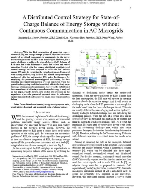 a distributed control strategy for state of charge balance of energy