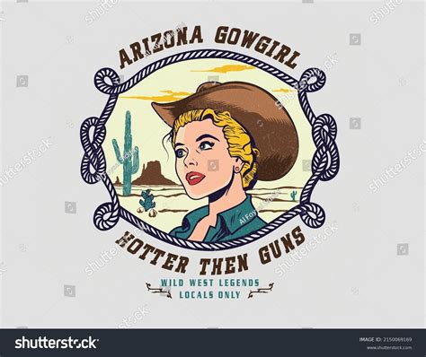 Cowgirl Western Desert Typography Design Vector Stock Vector Royalty