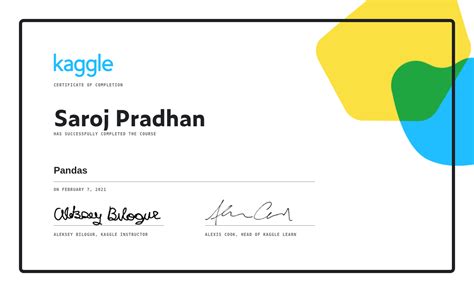 saroj pradhan completed the pandas course on kaggle