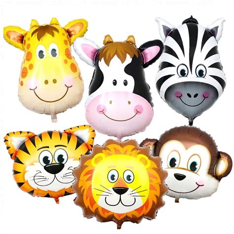 Highland 6 Pc Animal Balloons For Jungle Theme Birthday Decorations