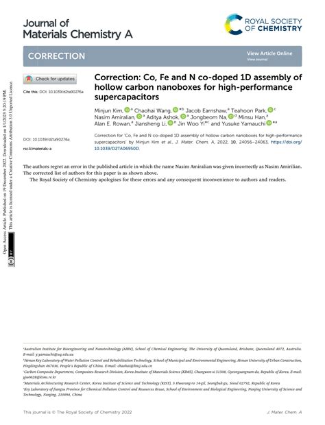 Pdf Correction Co Fe And N Co Doped 1d Assembly Of Hollow Carbon