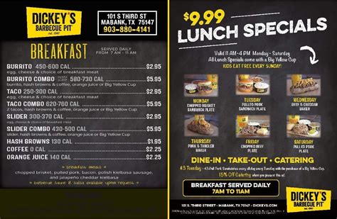 Dickeys Breakfast Buffet Menu