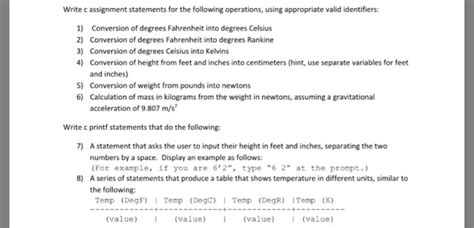 Solved Write C Assignment Statements For The Following