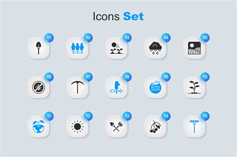 신선한 딸기 곡괭이 과일 나무 사과 정원 갈퀴 새싹 삽 및 수탉 풍향계 아이콘을 설정합니다 벡터 갈퀴에 대한 스톡 벡터 아트 및 기타 이미지 Istock