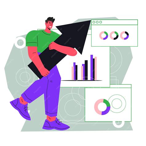 마케팅 개념에 대한 고객 연구 및 분석 보고서 차트를 공부하는 사업가 프리미엄 벡터