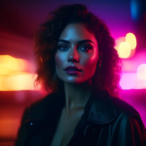 Premium Photo A Girl With A Neon Light Effect On Her Face