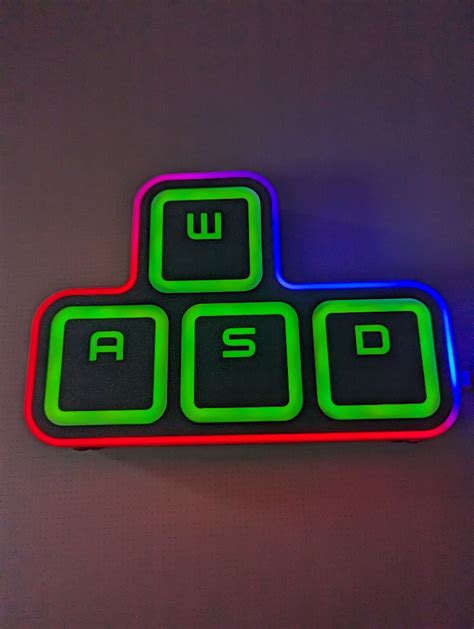 3d Printed Wasd Keys Led Gamer Keyboard Light Custom Gaming Room