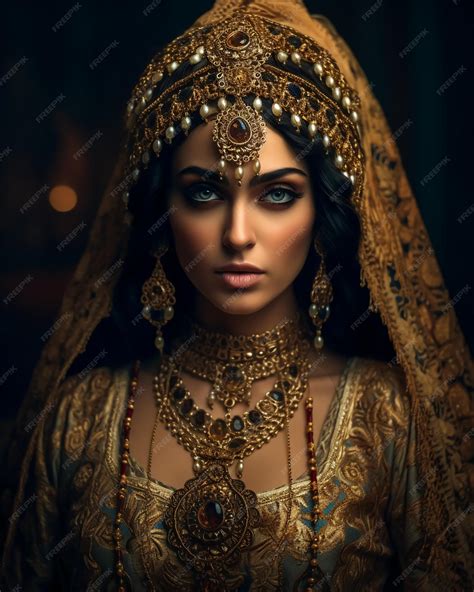 Hermosa Mujer En Ropa Exótica Y Joyería Antigua Estilo Persa Foto Premium