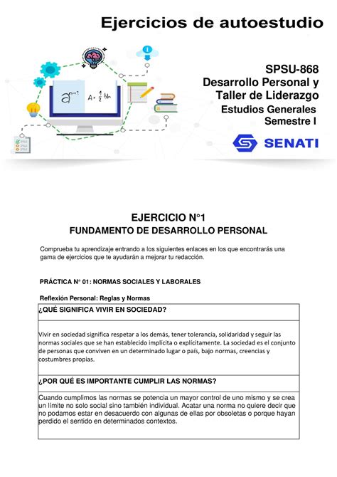 Ejercicio Numero EJERCICIO N FUNDAMENTO DE DESARROLLO PERSONAL Comprueba Tu Aprendizaje