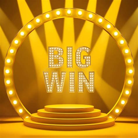 Yellow Stage With Lit Arch Big Win In Golden Letters Podium Below