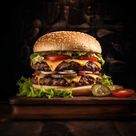 Premium Ai Image Double Decker Burger Classic Burger Cheese Burger