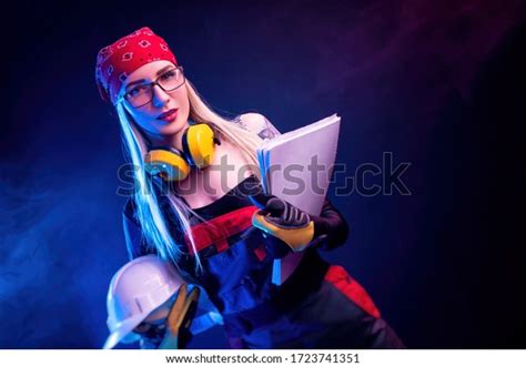 Sexy Woman Architect Holding Blueprints Wearing Stock Photo 1723741351 Shutterstock