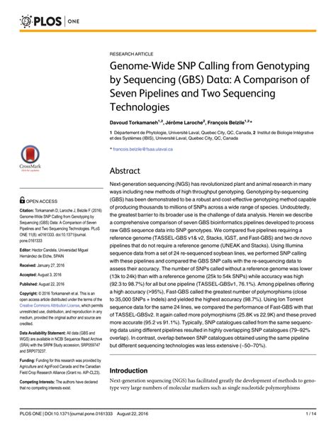 Pdf Genome Wide Snp Calling From Genotyping By Sequencing Gbs Data
