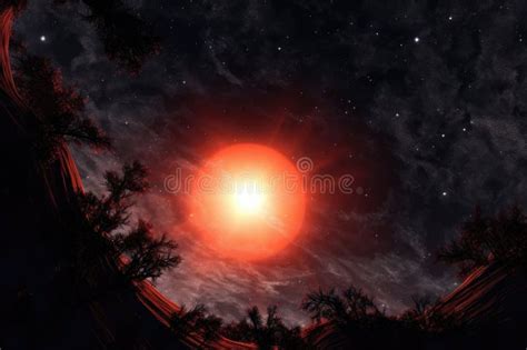 telescope view of an exoplanet orbiting binary star system stock