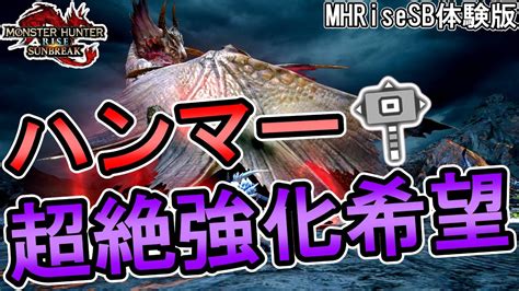 【mhrisesb 体験版】サンブレイク体験版でハンマーを使いたい！！！【モンハンライズ】｜モンハンライズyoutube動画まとめ
