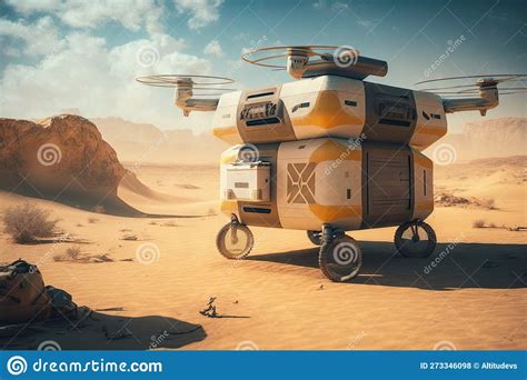 Autonomous Cargo Drone Delivering To Inaccessible Remote Location Stock