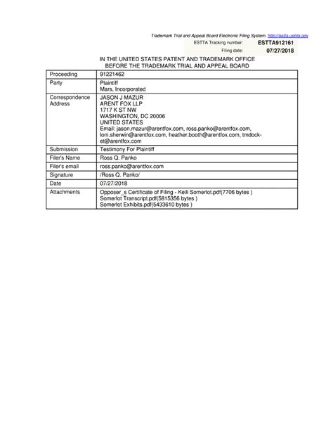 Fillable Online Uspto Estta Filing Type Electronic System For