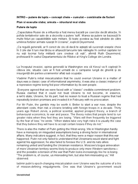 1 Intro Putere De Lupta Pdf Ukraine World Politics