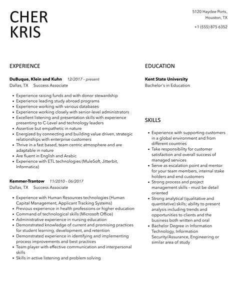 Success Associate Resume Samples Velvet Jobs