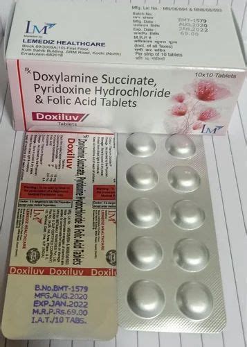 Tablet Doxylamine Succinate Pyridoxine Folic Acid For Clinic Packaging Size 100 Tablets At Rs