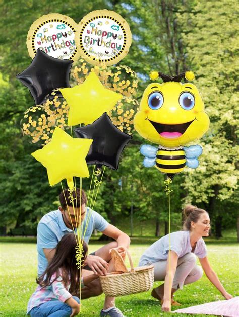 12pcs Bee Balloon Set Cartoon Bee Shaped Aluminum Foil Balloon 18 Inch