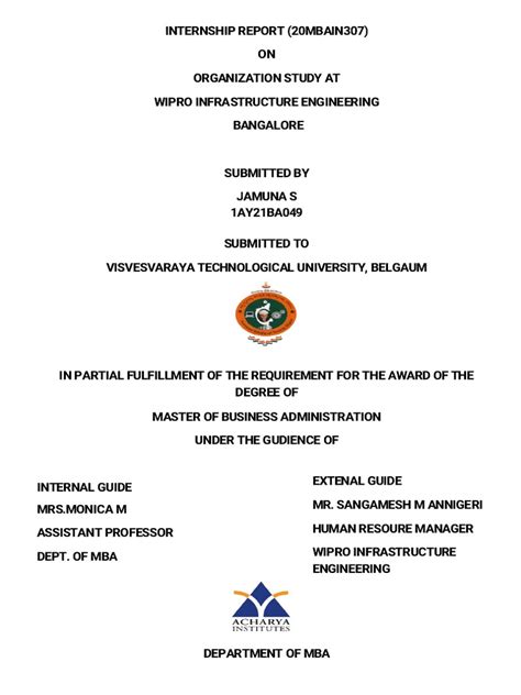 Intership Wipro Infrastructure Engineering Pdf Business