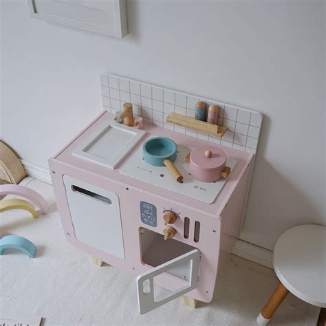 Medinė Virtuvėlė Retro 3 Spalvos Pastilelt Medinė Virtuvėlėretro