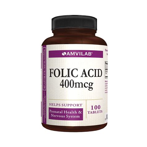 Amvilab ამვილაბი ფოლის მჟავა 400მკგ 100 ტაბლეტი ყველაზე დაბალ ფასად