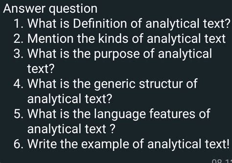 Answer Question 1 What Is Definition Of Analytical Text 2 Mention The Kinds Of Analytical Text 3 Answer Question 1 What Is Definition Of Analytical Text 2 Mention The Kinds Of Analytical Text 3