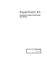 Experiment Report Docx Experiment Introduction To Xilinx S Fpga