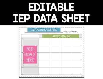 Editable Data Sheet PERFECT For IEP Data Progress Monitoring Etc